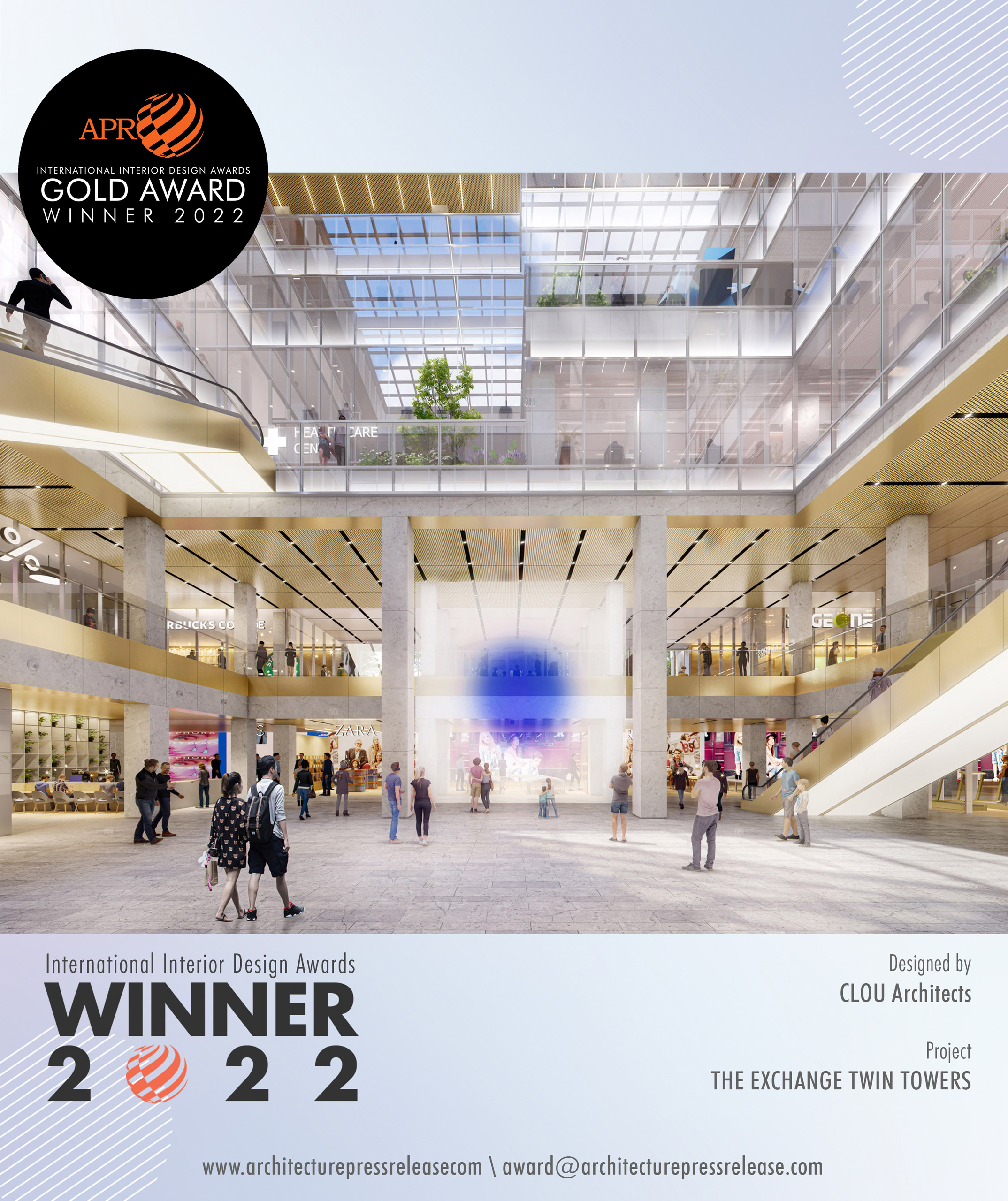 The Exchange Twin Towers Renovation is a Gold Winner in the 2022 APR IID Awards - CLOU architects